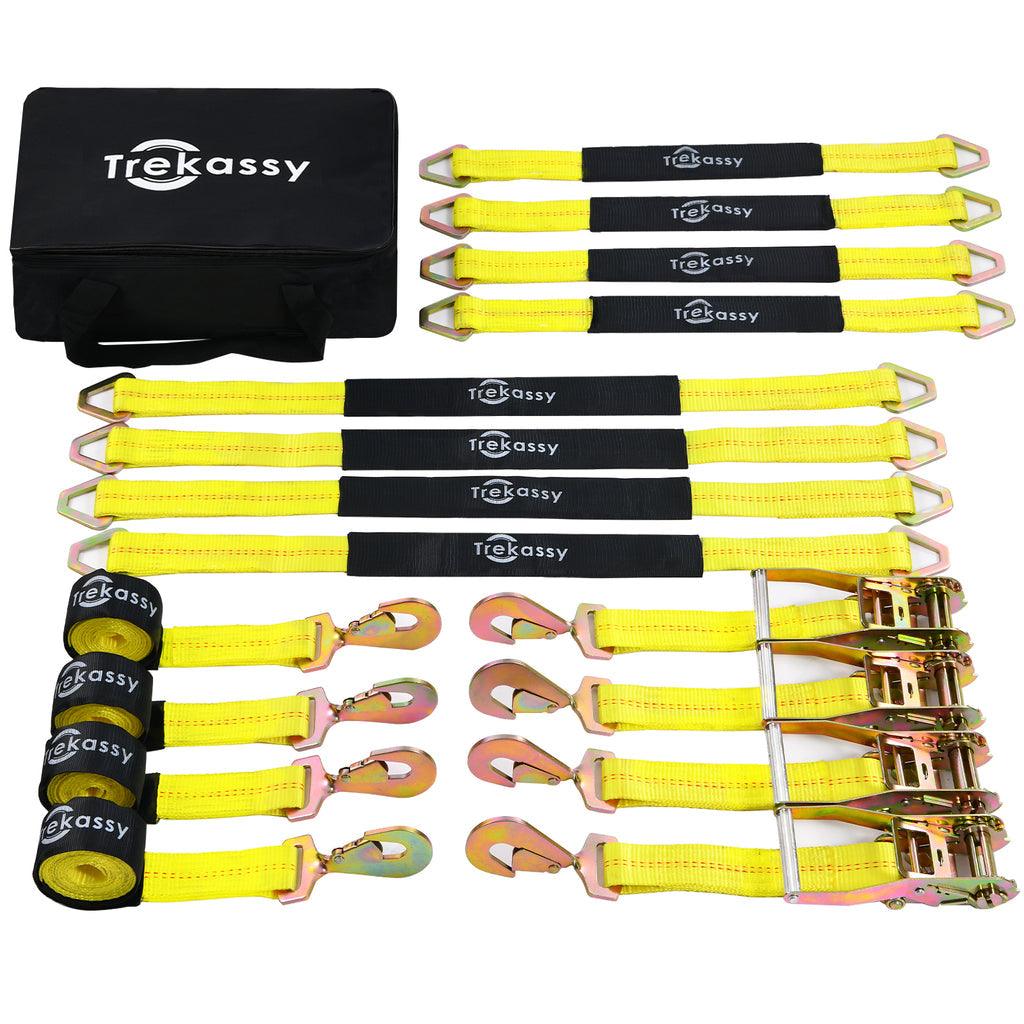 12x Axle Straps Car Hauler Trailer Auto Tie Down Ratchet Tire Tow Stra ...