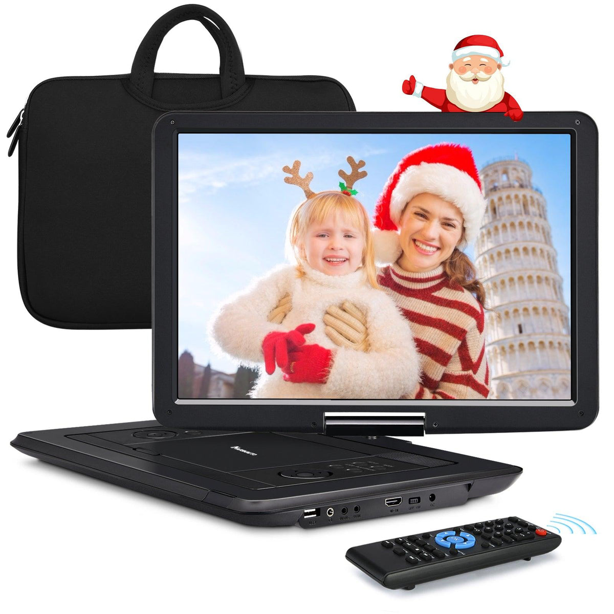 NAVISKAUTO 16" Portable DVD Player with Handbag and Rechargeable ...