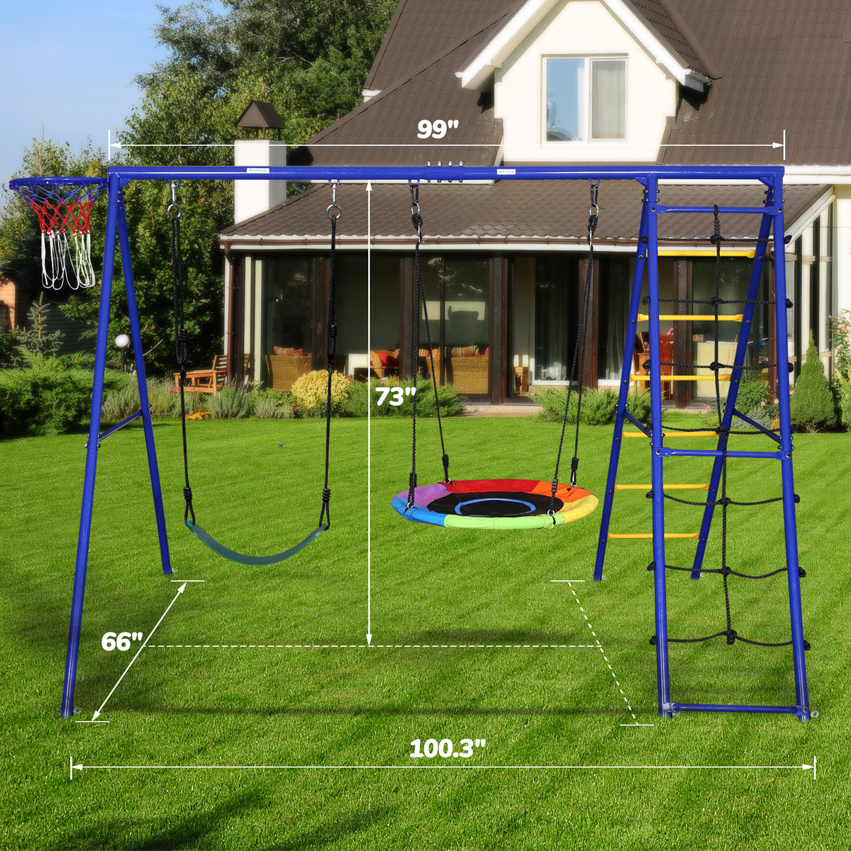 Outdoor Metal Swing Set for Kids with 440lbs Weight Capacity – Autojoy