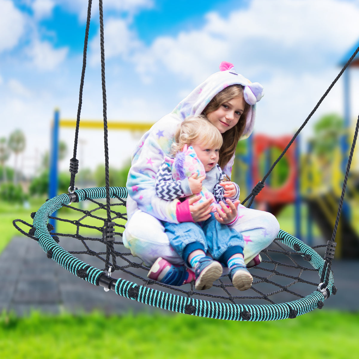 750lbs 40“ Spider Web Saucer Tree Swing for Kids Adults-Green – Autojoy