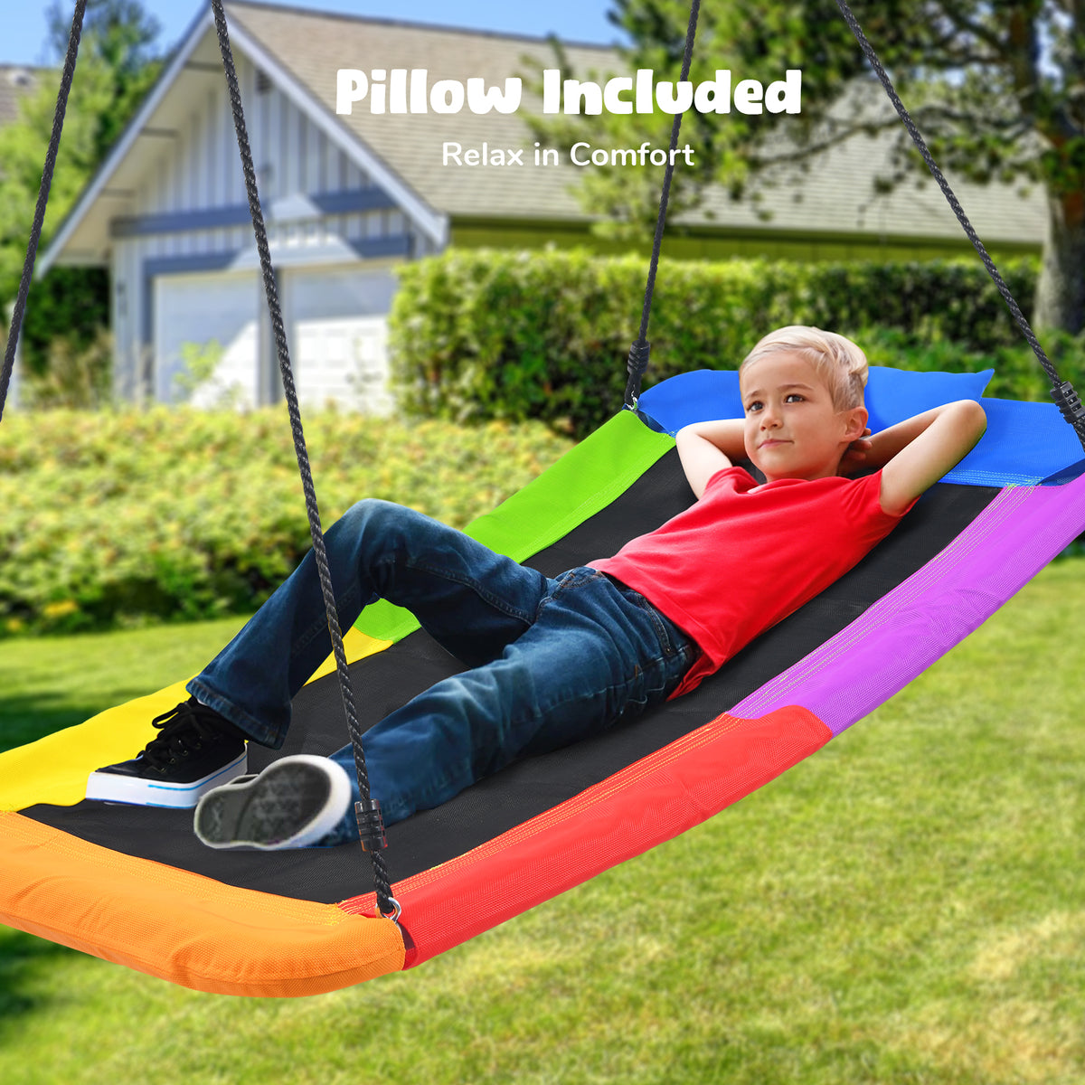 800 lbs 60 Inch Skycurve Platform Tree Swing for Kids and Adults with ...