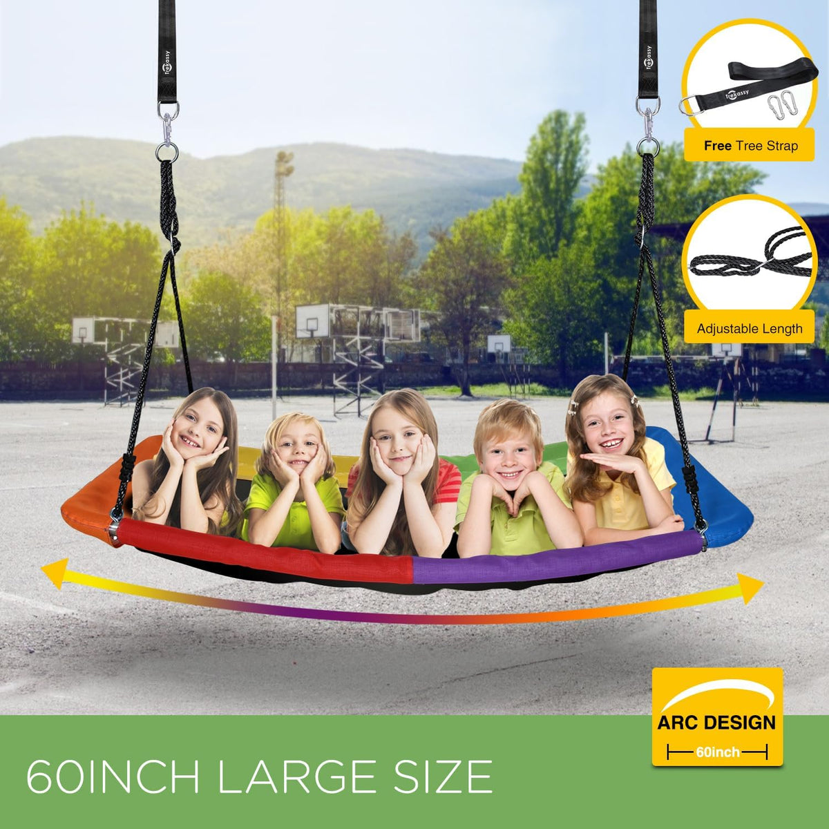 60 Platform Tree Swing Bundle 40" Textliene Saucer Swing for Kids ...