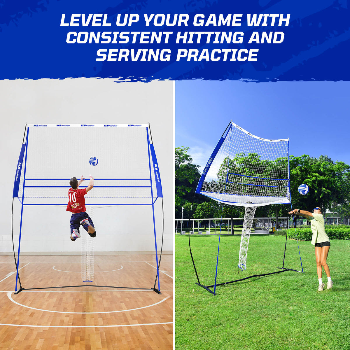 Portable Volleyball Training Net System with Volleyball, Pump and Carr ...