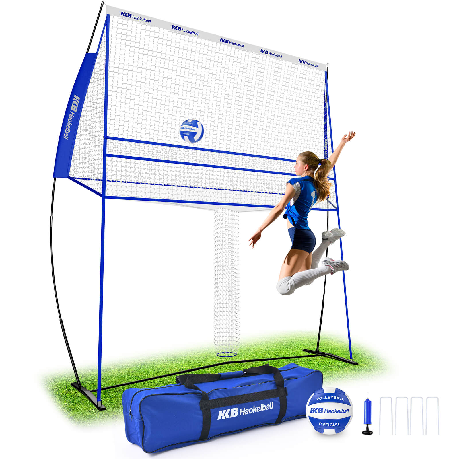 Portable Volleyball Training Net System with Volleyball, Pump and Carr ...