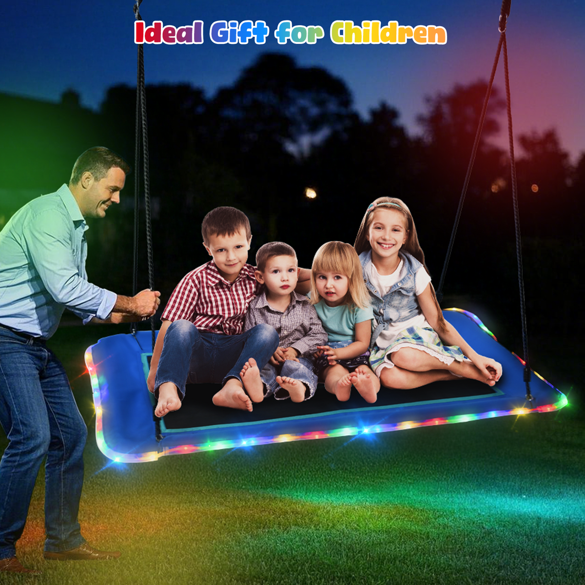 60 inch Platform Tree Swing with LED Light – Autojoy