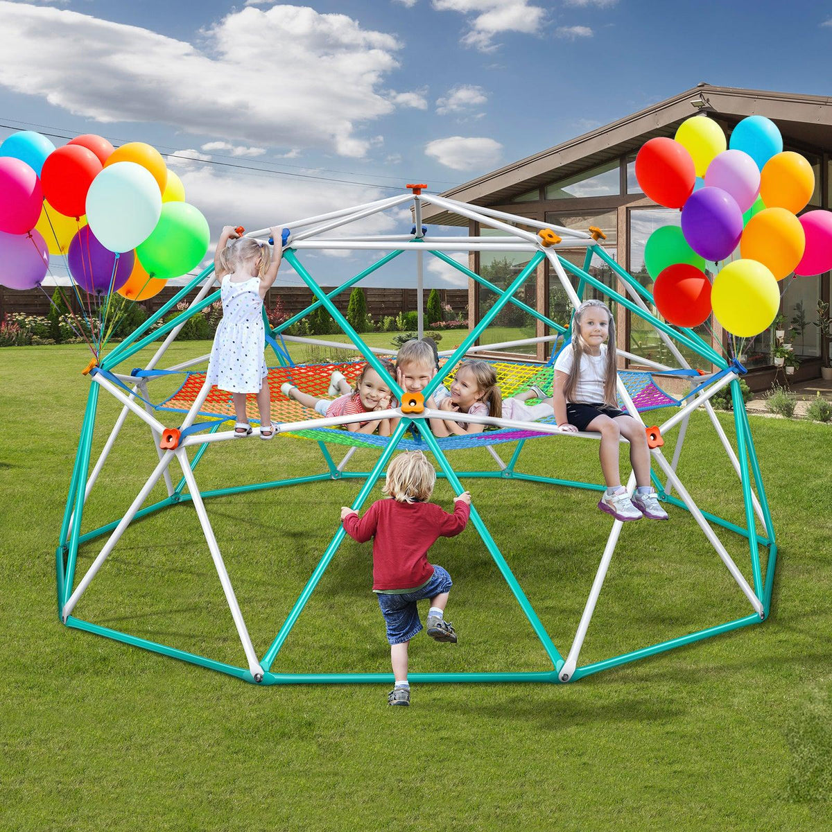 10*5ft Heavy Duty Steel Climbing Dome with Colorful Climbing Net – Autojoy