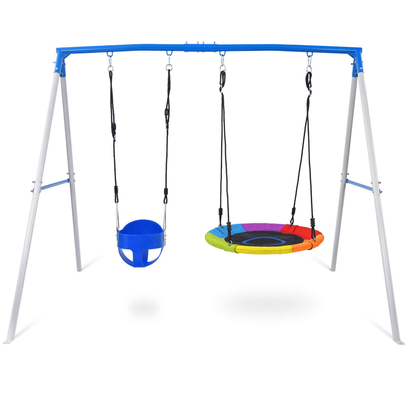 440lbs A-Frame Swing Sets with Saucer Swing and Toddler Swing – Autojoy